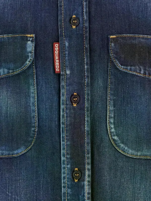 Dsquared2 Double-pockets Elbow-patched Denim Shirt
