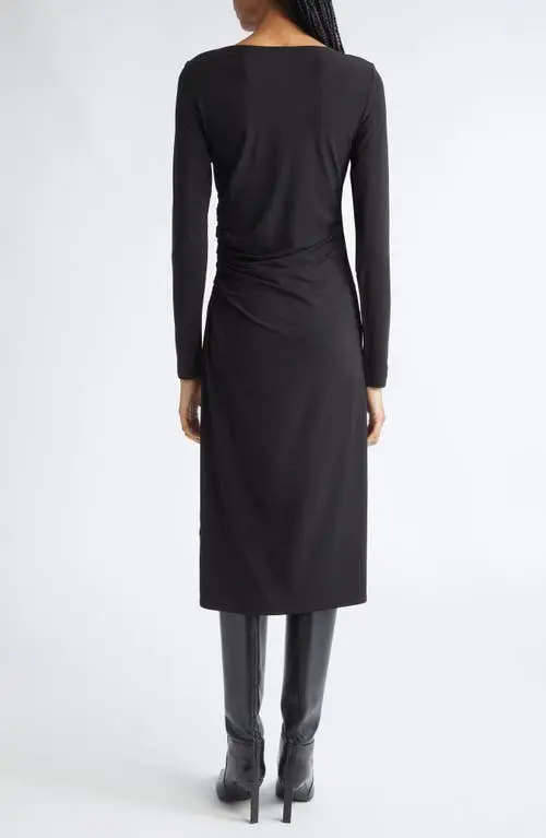 Max Mara Long Sleeve Ruched Jersey Midi Dress