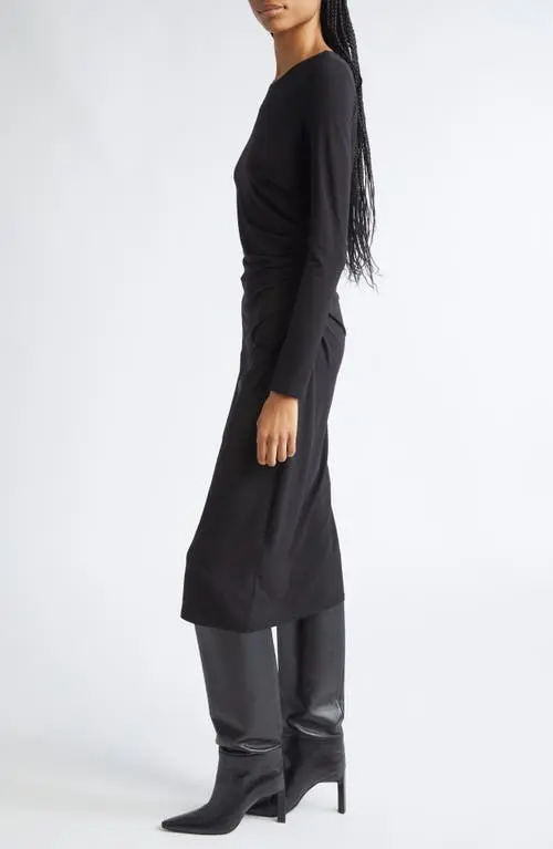 Max Mara Long Sleeve Ruched Jersey Midi Dress