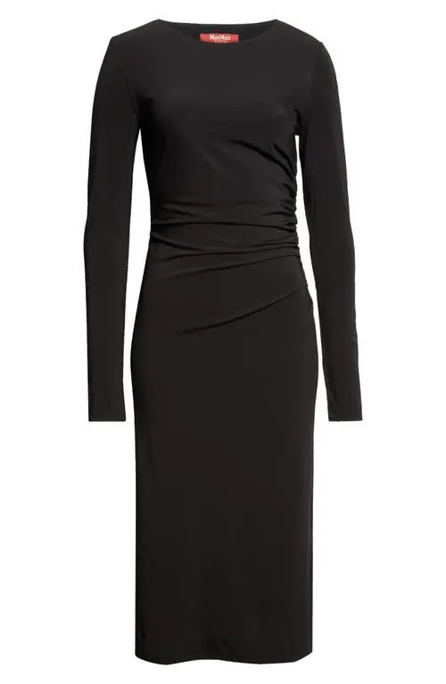 Max Mara Long Sleeve Ruched Jersey Midi Dress