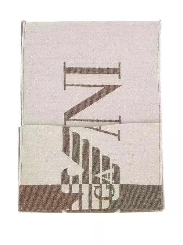 Emporio Armani Two-tone Logo Fringed Scarf - Brown