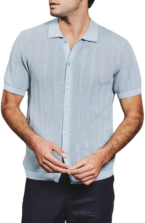 7 Diamonds Kellan Knit Short Sleeve Button-up Shirt - Powder Blue