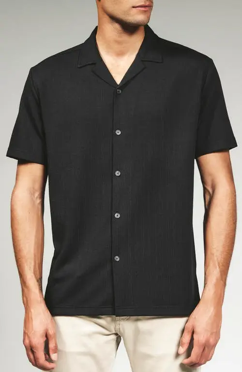 7 Diamonds Vaughn Rib Knit Camp Shirt - Black