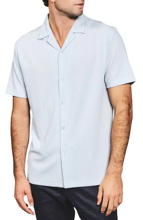 7 Diamonds Vaughn Rib Knit Camp Shirt - Light Blue