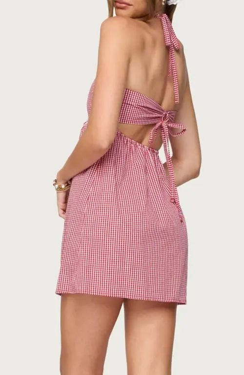 EDIKTED Babydoll Halter Mini Dress