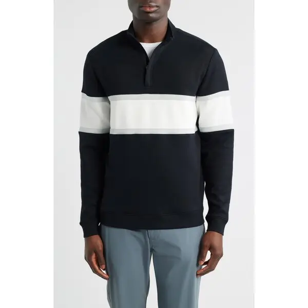 SWANNIES Owen Chest Stripe Quarter Zip - Black-white