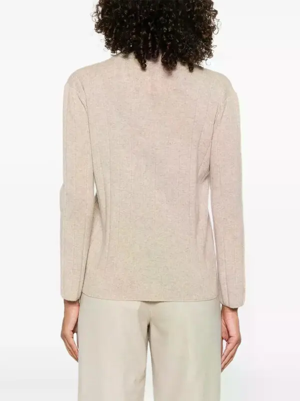Max Mara Arten Ribbed V-neck Jumper - Neutrals