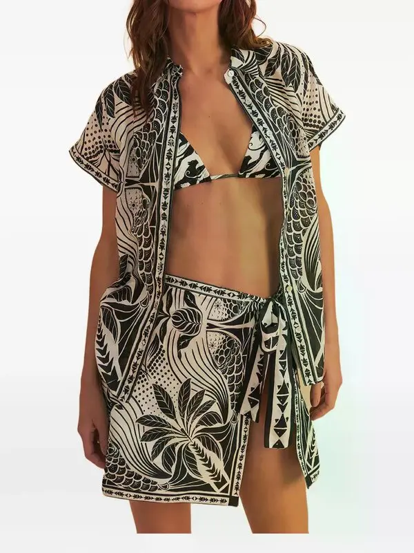 Farm Rio Printed Wrap Skirt - White