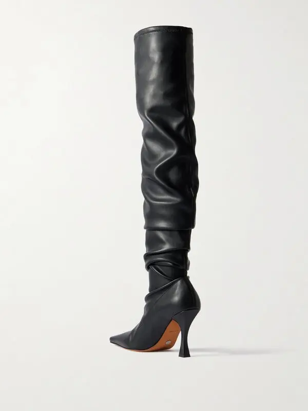 Proenza Schouler Trap Ruched Leather Over-the-knee Boots - Black