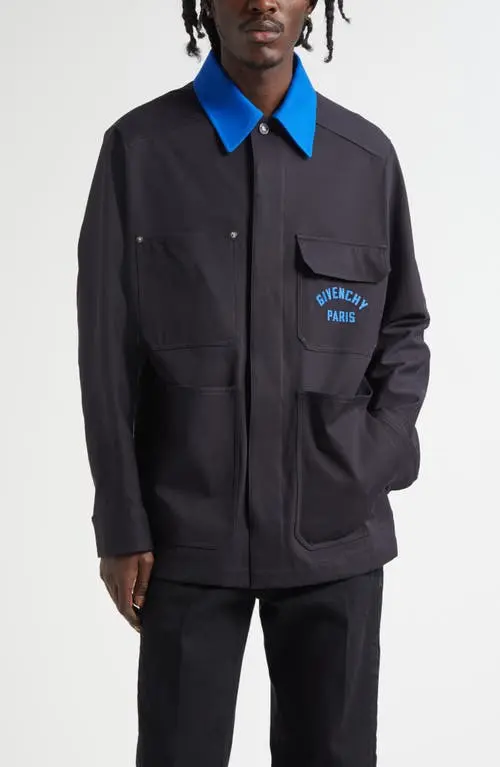 Givenchy Paris Embroidered Cotton Button-up Overshirt