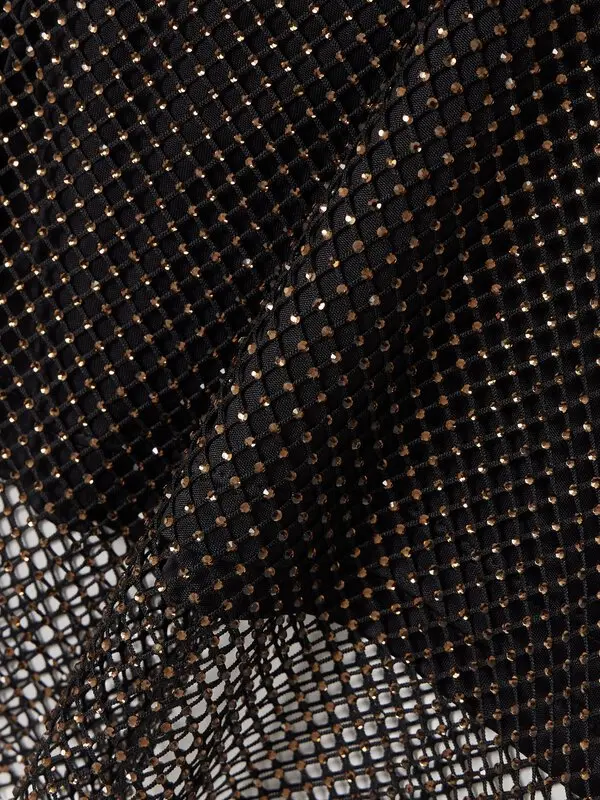Sportmax Gerrarda Crystal-embellished Mesh Turtleneck Top