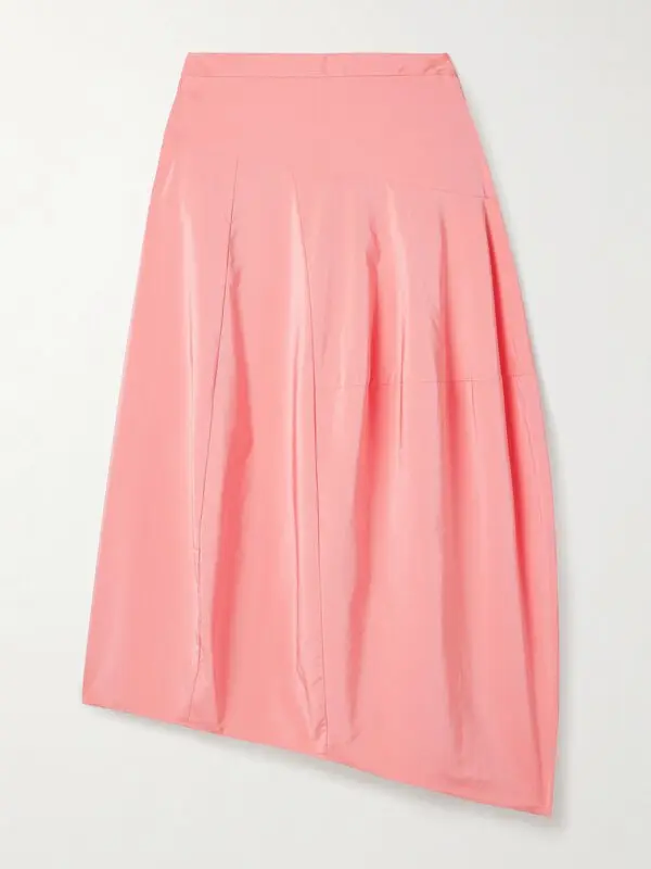 Tibi Asymmetric Taffeta Midi Skirt