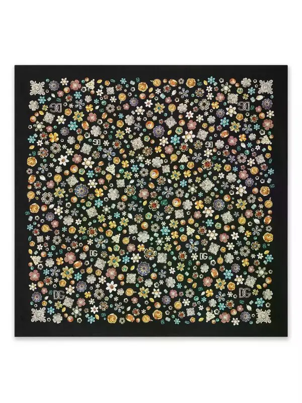 Dolce & Gabbana Floral-print Silk Scarf - Black
