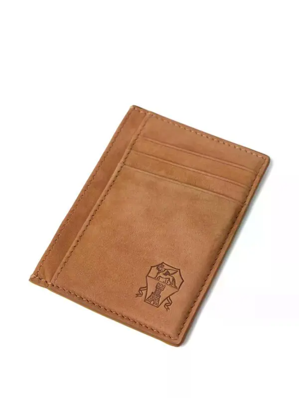 Brunello Cucinelli Embossed Leather Card Holder - Brown