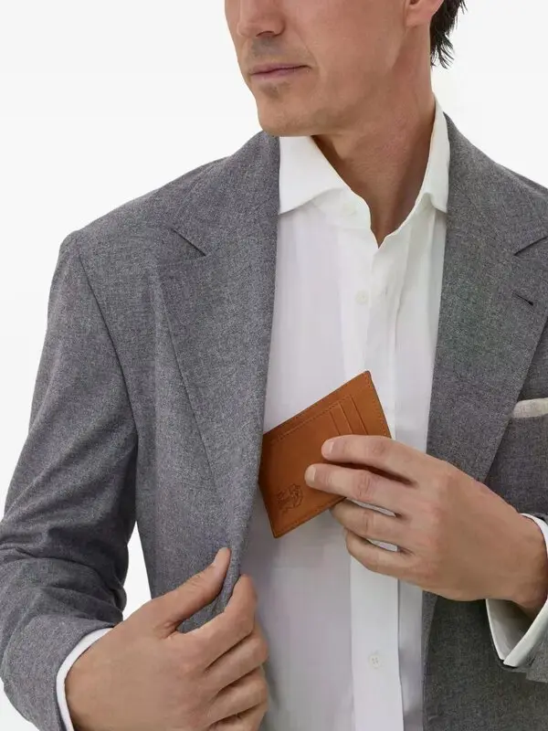 Brunello Cucinelli Embossed Leather Card Holder - Brown