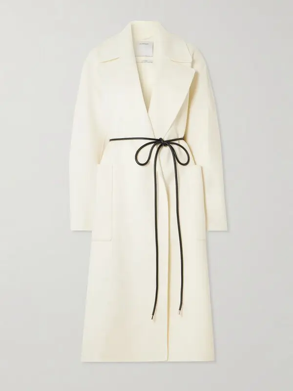 Sportmax Abate Leather-trimmed Wool-felt Coat - Ecru