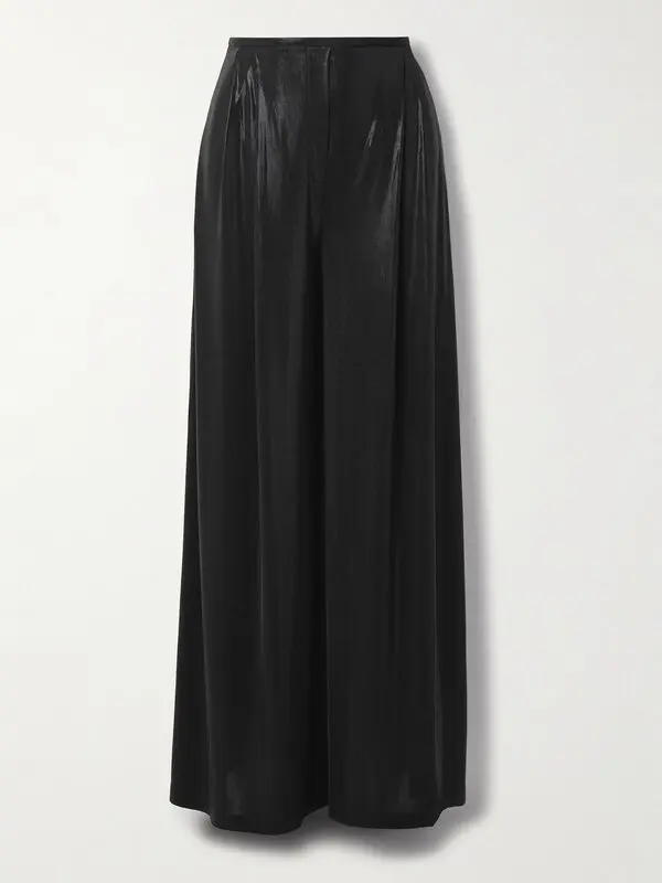 Norma Kamali Pleated Wide-leg Stretch-jersey Pants