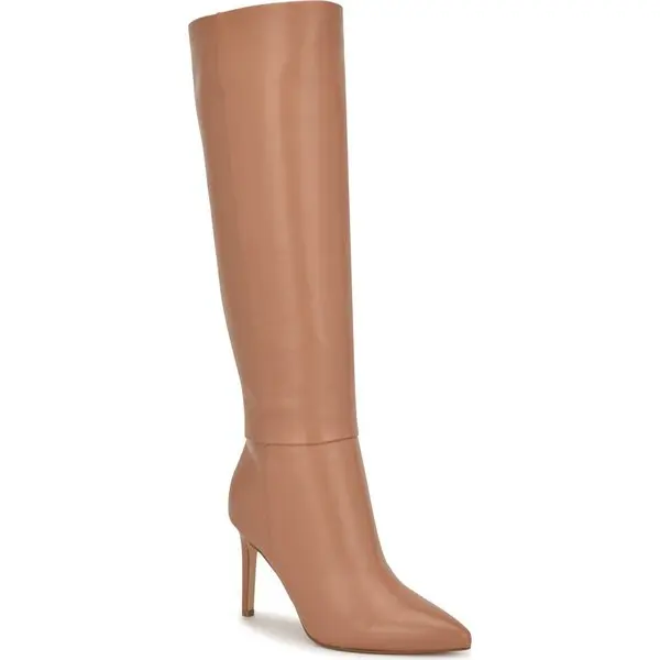 Nine West Pointed Toe Knee High Boots - Beige
