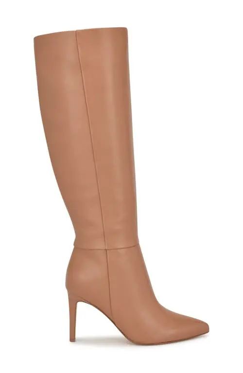 Nine West Pointed Toe Knee High Boots - Beige