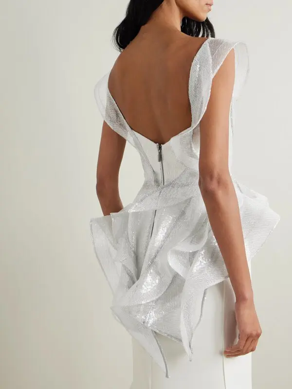 Maticevski Liora Wave Asymmetric Sequined Mesh Top