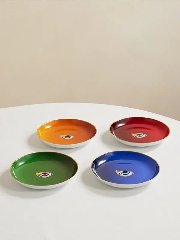 L'Objet Lito Set Of Four Porcelain Plates - Multi