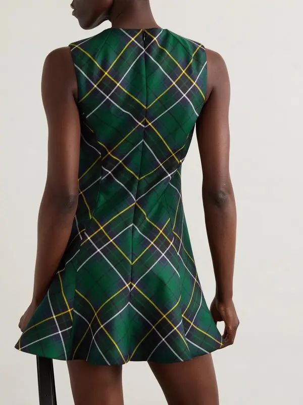Alexander McQueen Checked Wool Mini Dress