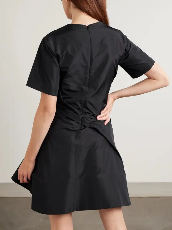 Loewe Twisted Draped Taffeta Mini Dress - Black