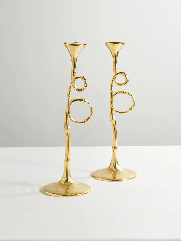 L'Objet Evoca Candlesticks Set Of Two - Gold