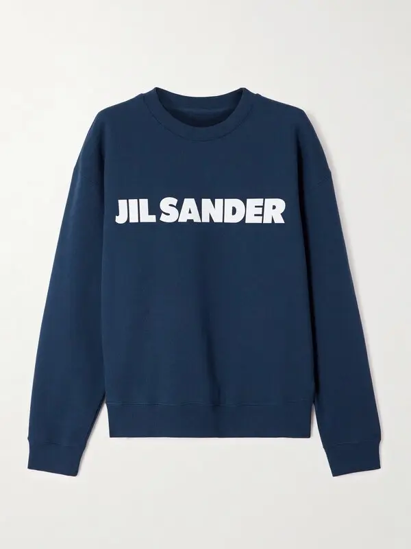 JIL SANDER Printed Cotton-jersey T-shirt - Blue