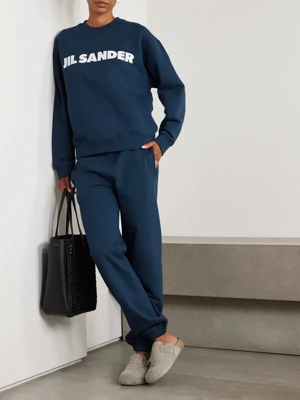JIL SANDER Printed Cotton-jersey T-shirt - Blue