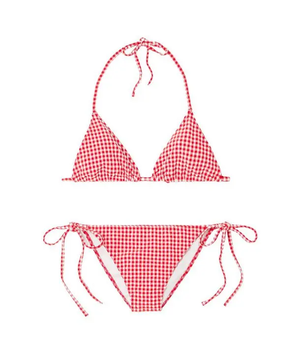 Hunza G Sabrina Gingham Seersucker Bikini - Red
