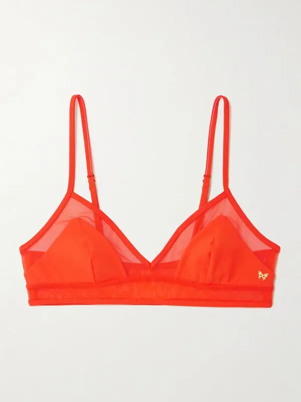 Kiki De Montparnasse Peep Show Mesh-paneled Bikini Top - Orange