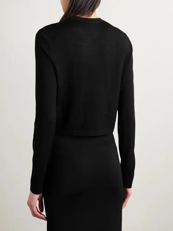 Khaite Brieta Merino Wool Cardigan - Black