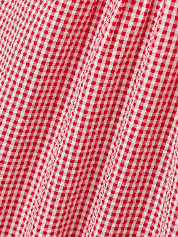 DÔEN Belline Bow-detailed Gingham Recycled-seersucker Midi Dress