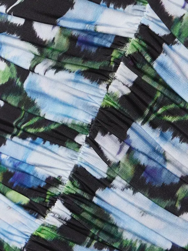 Carolina Herrera Ruched Floral-print Midi Dress