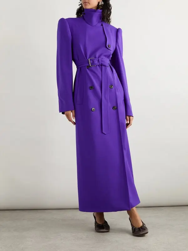 Dries Van Noten Double-breasted Belted Wool-blend Coat