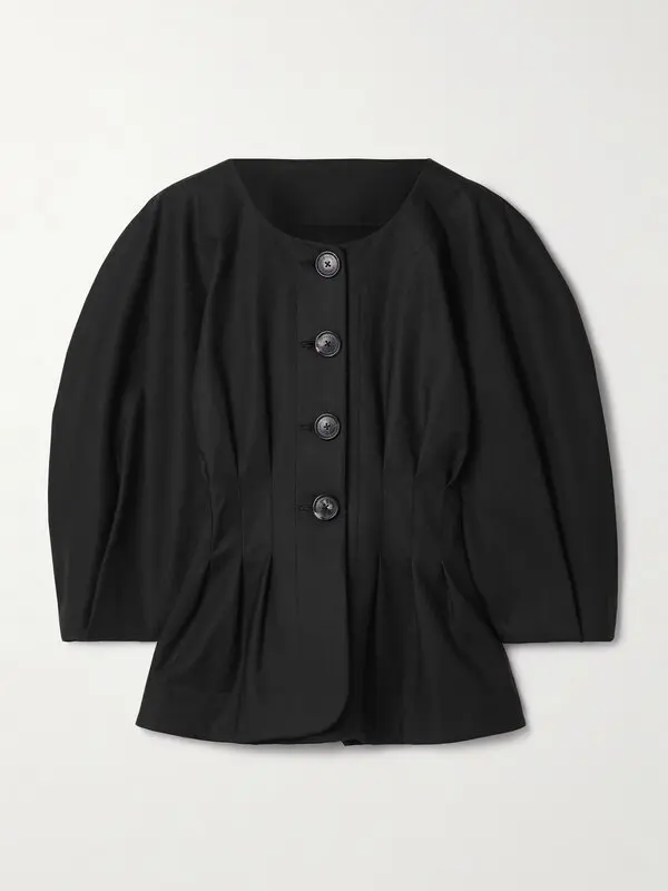 Carolina Herrera Pleated Cotton-blend Sateen Jacket