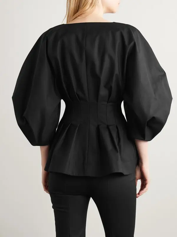 Carolina Herrera Pleated Cotton-blend Sateen Jacket