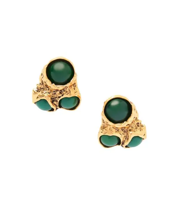 Saint Laurent Gold-tone And Resin Earrings - Green