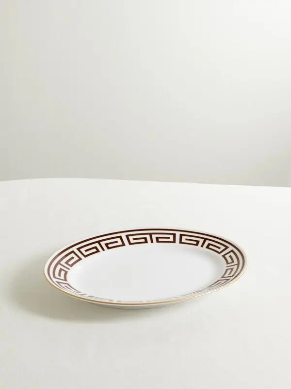 GINORI 1735 Oval Gold-plated Porcelain Platter - White