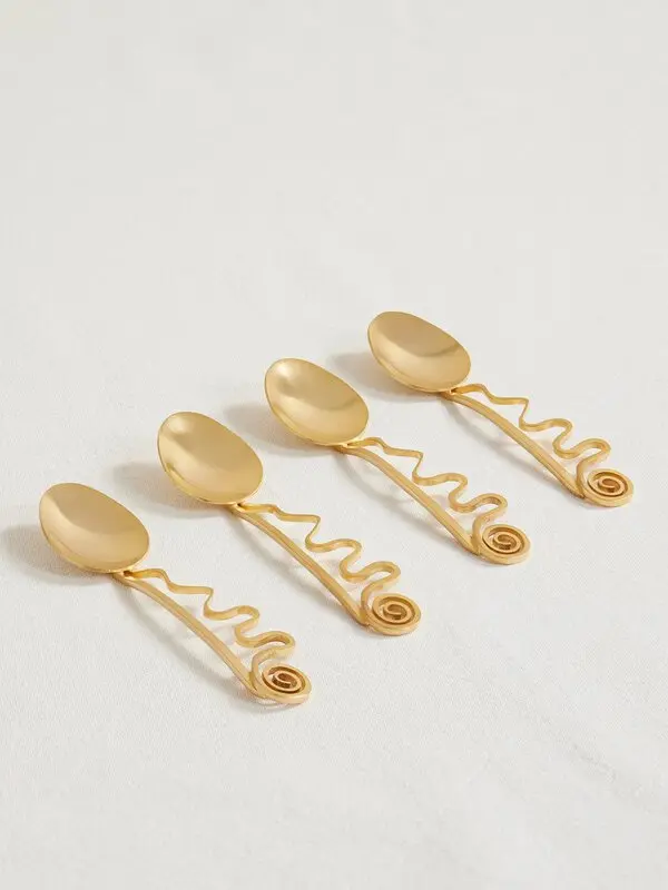 L'Objet Spirale Cocktail Spoons Set - Gold
