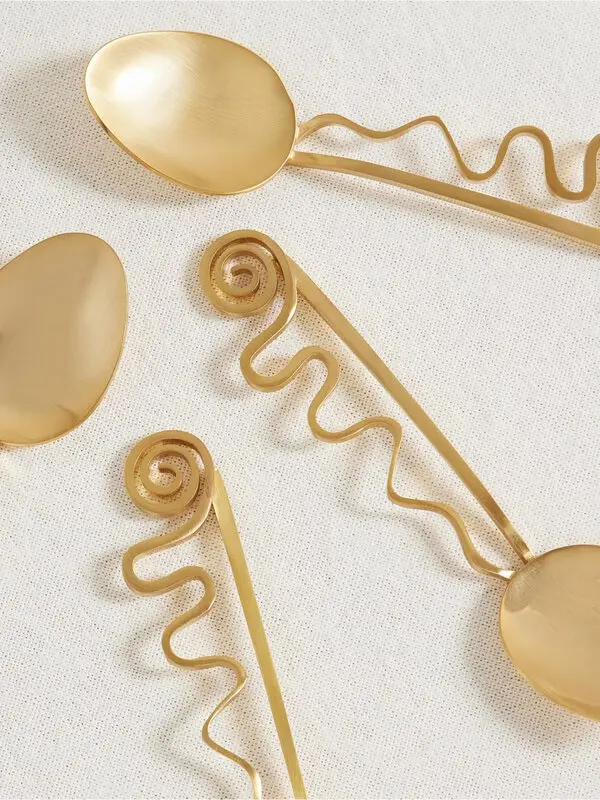 L'Objet Spirale Cocktail Spoons Set - Gold