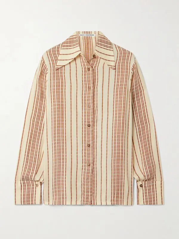 Alix Of Bohemia Dana Striped Woven Shirt - Neutrals