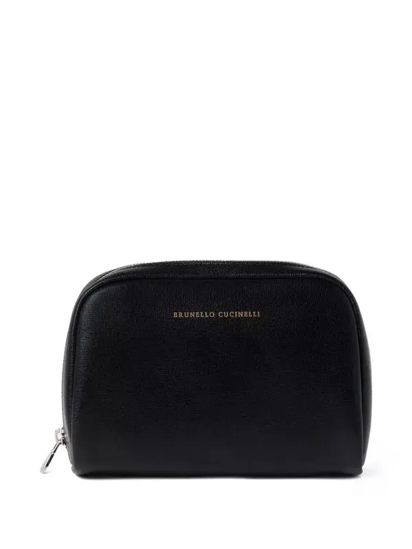 Brunello Cucinelli Textured-leather Wash Bag - Black