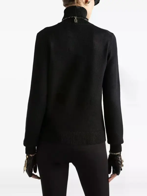 Dolce & Gabbana Turtleneck Ribbed Jumper - Black