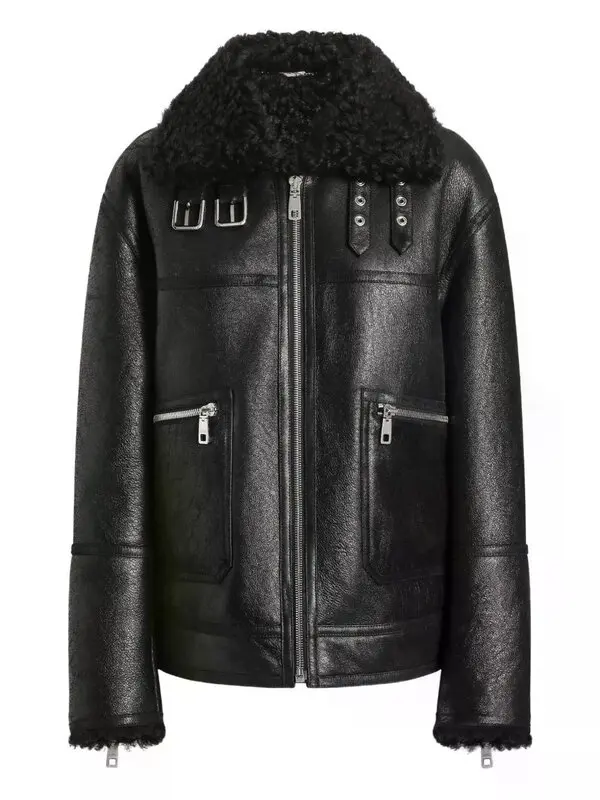 Dolce & Gabbana Shearling-collar Leather Jacket