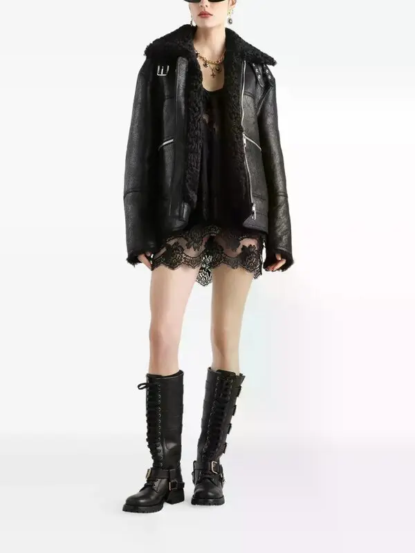 Dolce & Gabbana Shearling-collar Leather Jacket