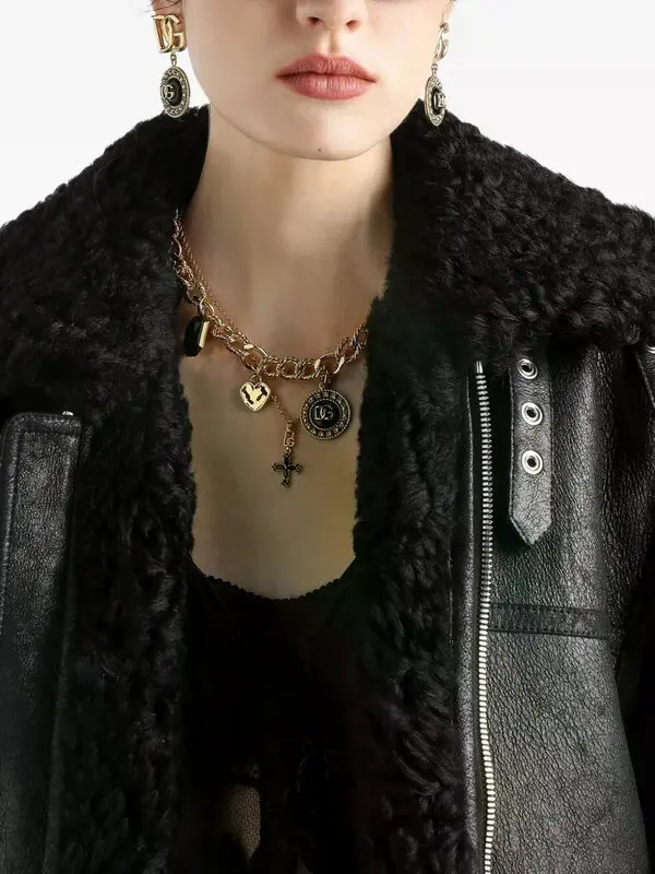 Dolce & Gabbana Shearling-collar Leather Jacket