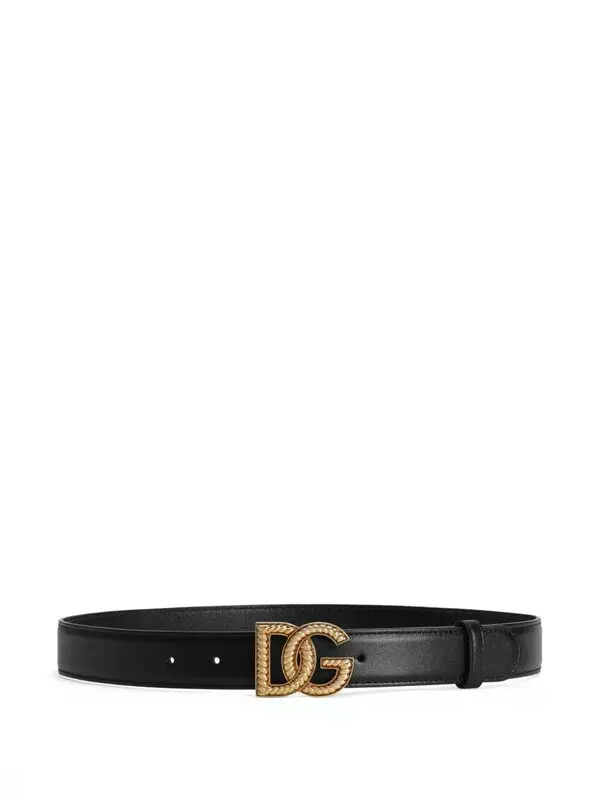 Dolce & Gabbana Logo-plaque Leather Belt - Black