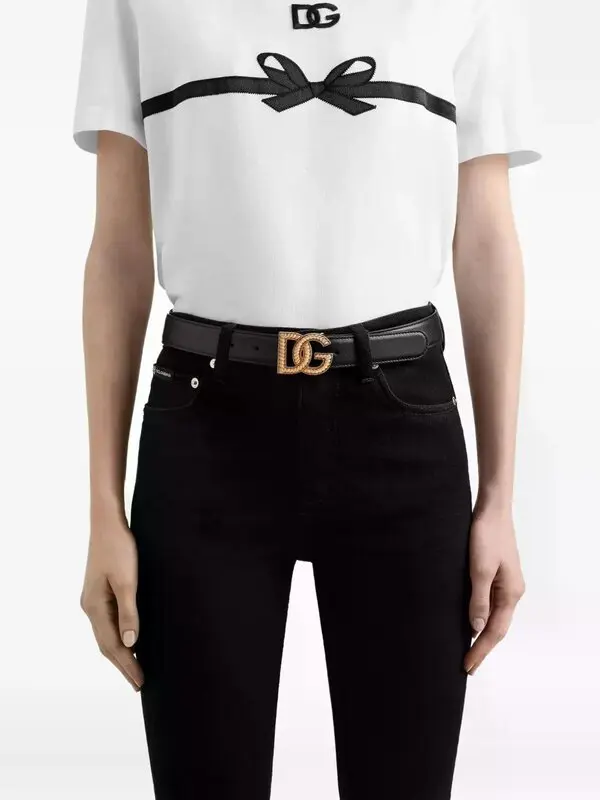 Dolce & Gabbana Logo-plaque Leather Belt - Black